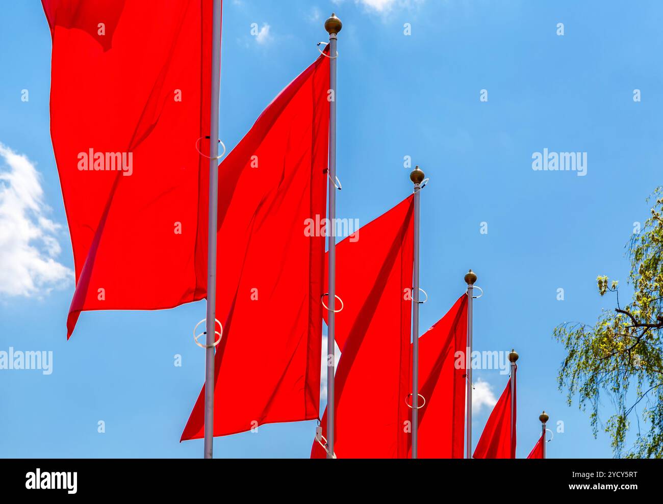 Waving red banner hi-res stock photography and images - Alamy