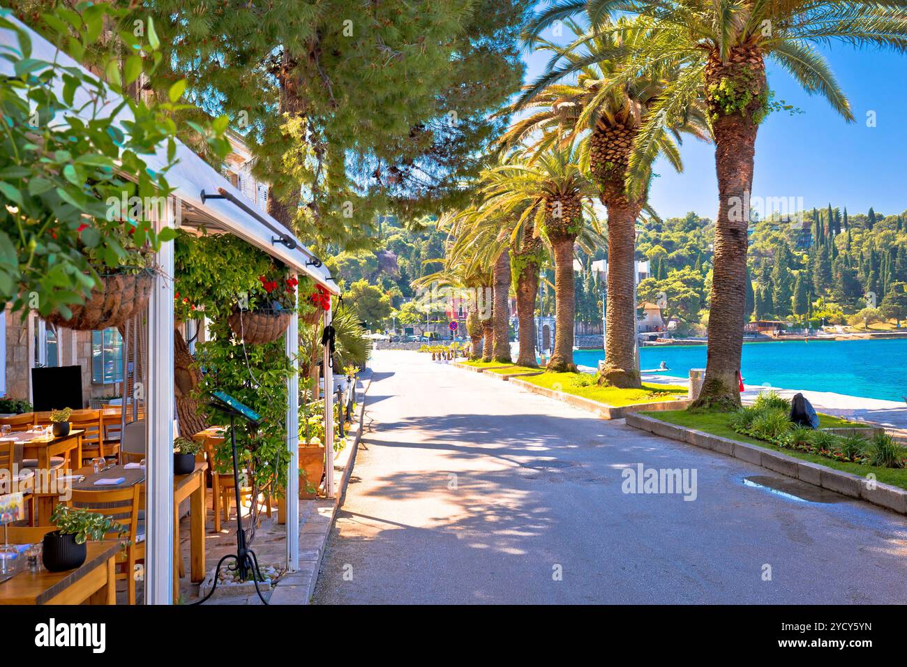 Tourist waterfront street in Cavtat view Stock Photo - Alamy