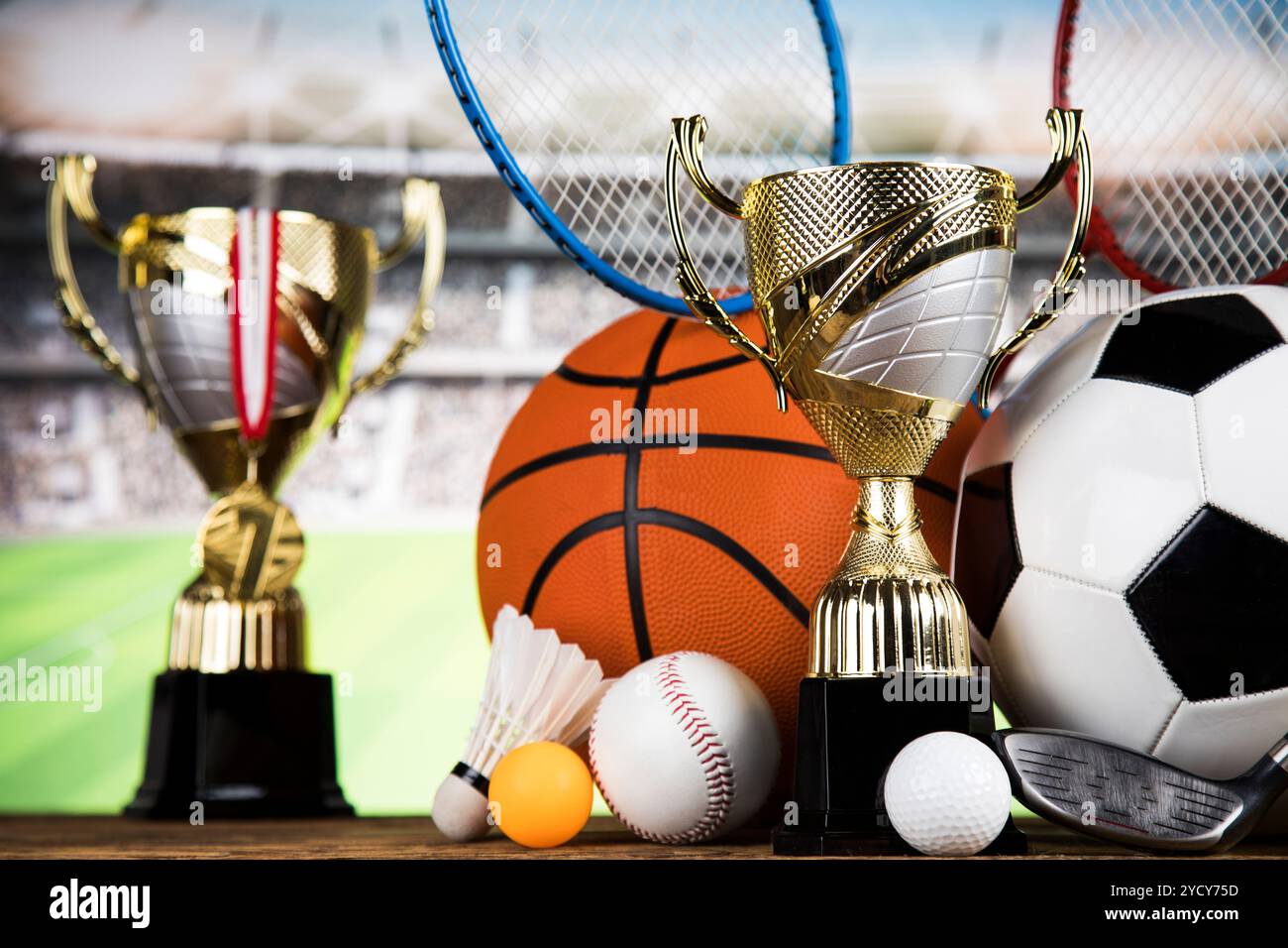 Achievement trophy, winning sport background Stock Photo - Alamy