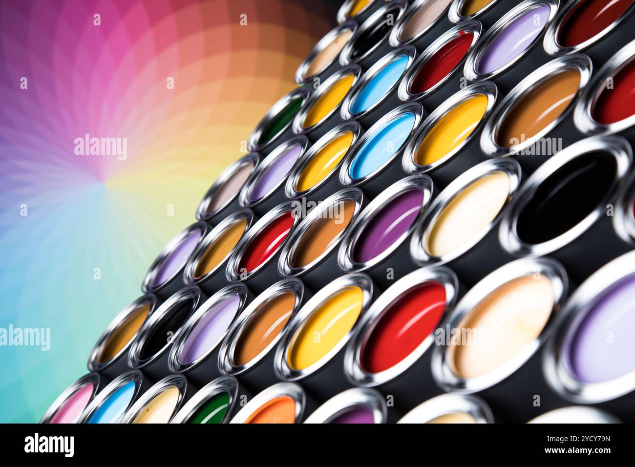 Background from multi color cans of paint Stock Photo - Alamy