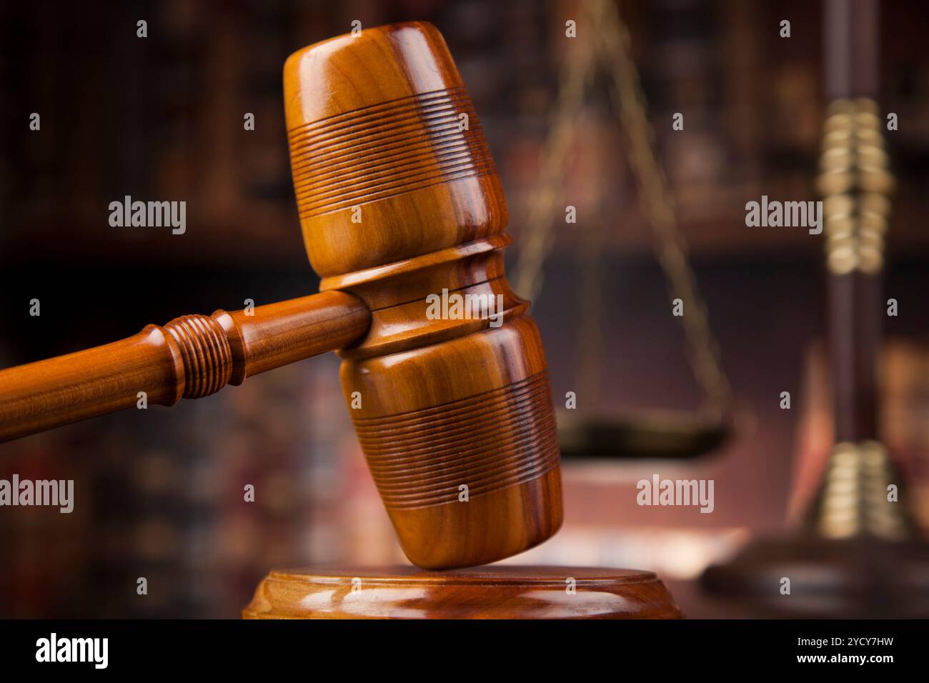 Law books, mallet of the judge, Courtroom background Stock Photo - Alamy