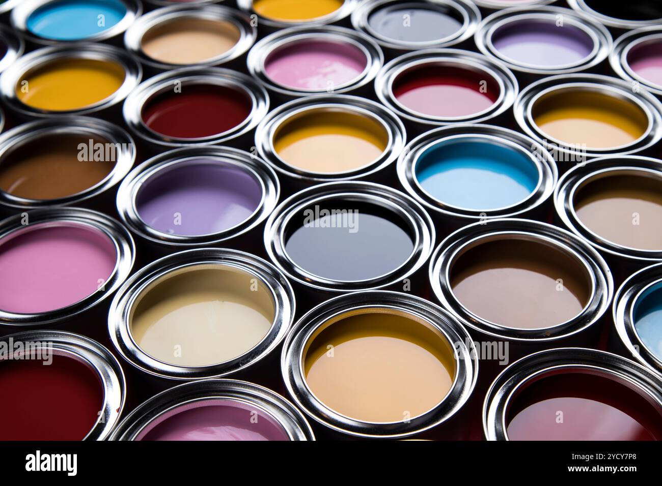 Colorful paint cans set Stock Photo - Alamy