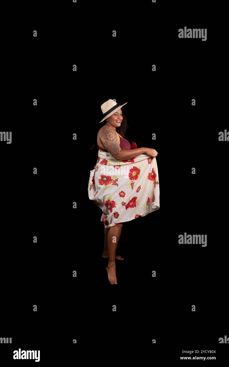 Beautiful black woman in traditional clothes and dancing Brazilian ...