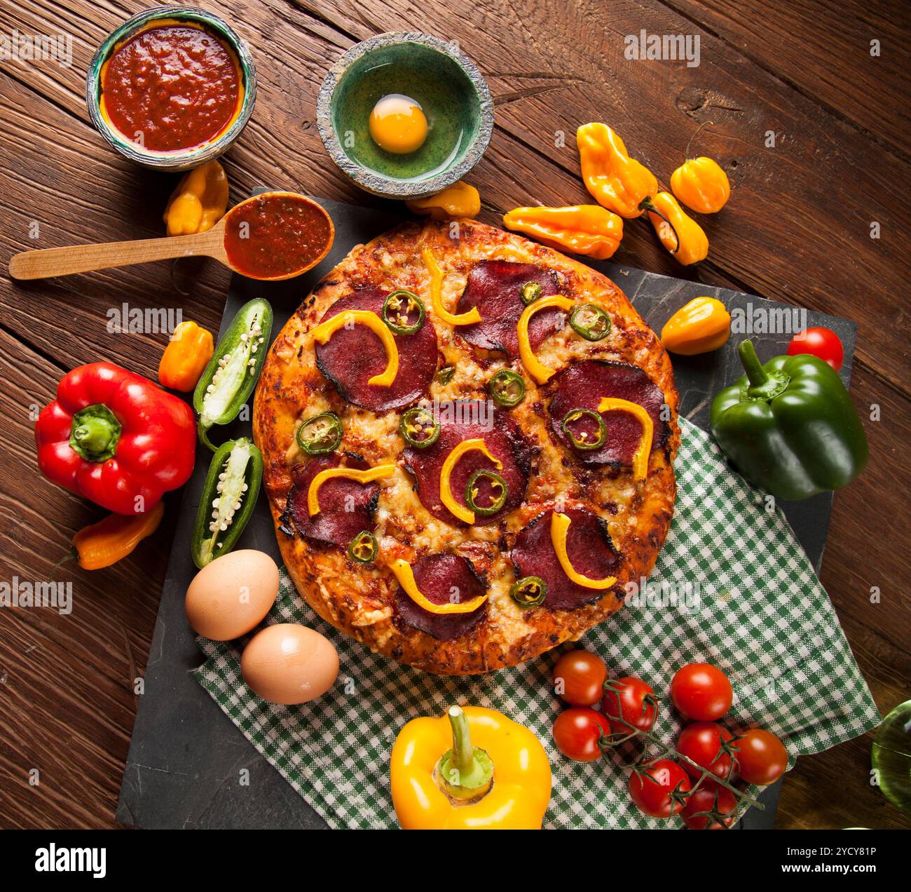 Pizza cooking ingredients Stock Photo - Alamy