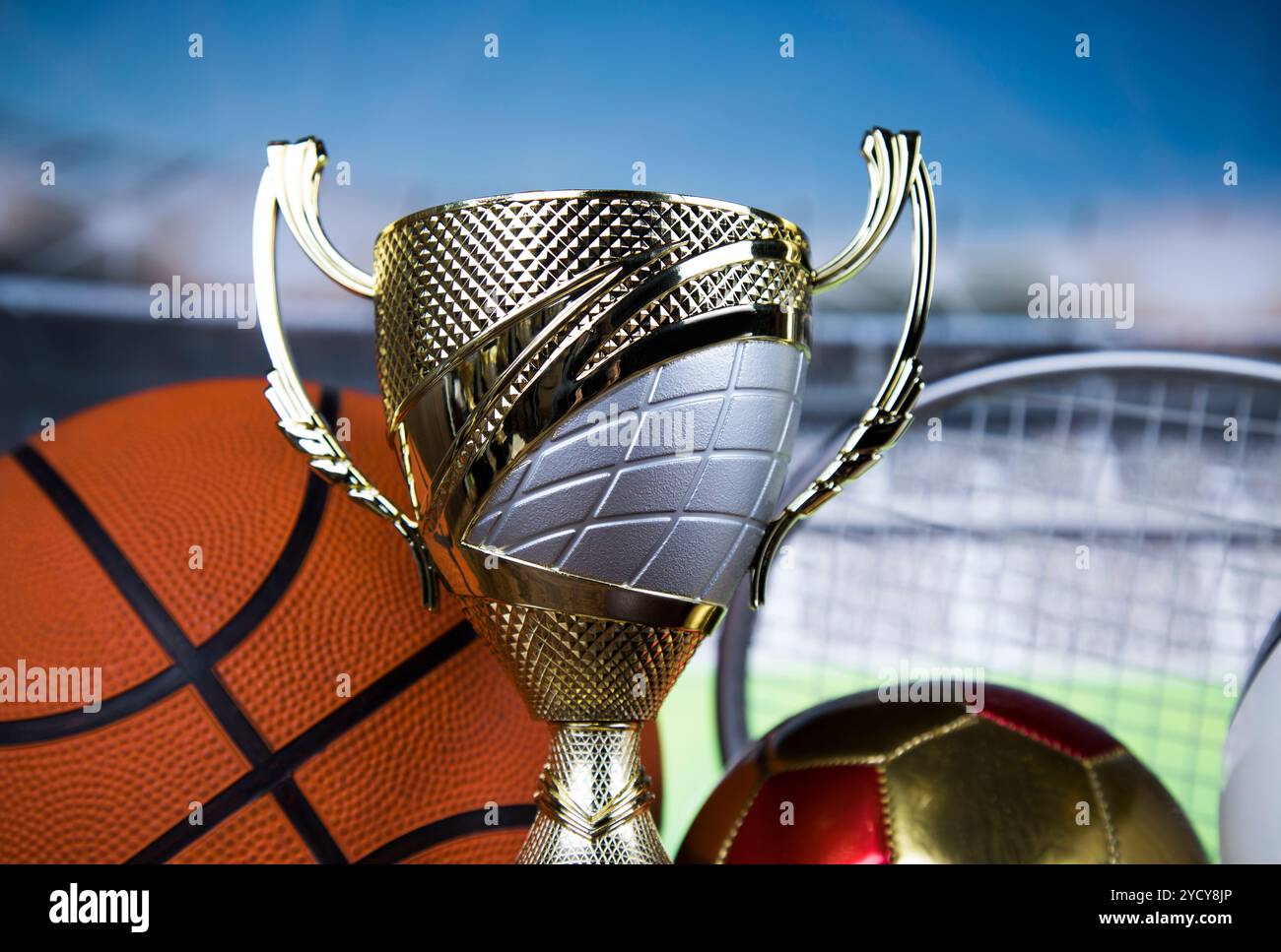Trophy for champion, sport background Stock Photo - Alamy