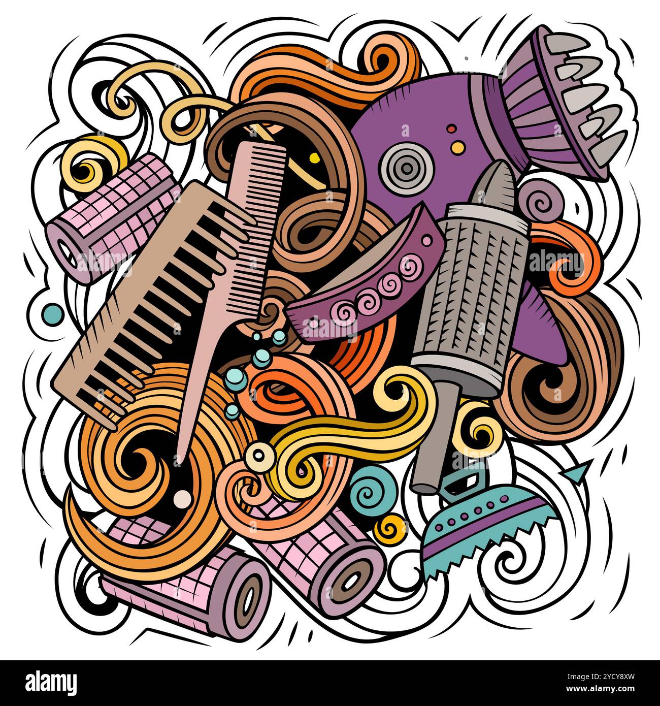 Hair Salon cartoon vector illustration. Colorful detailed composition ...