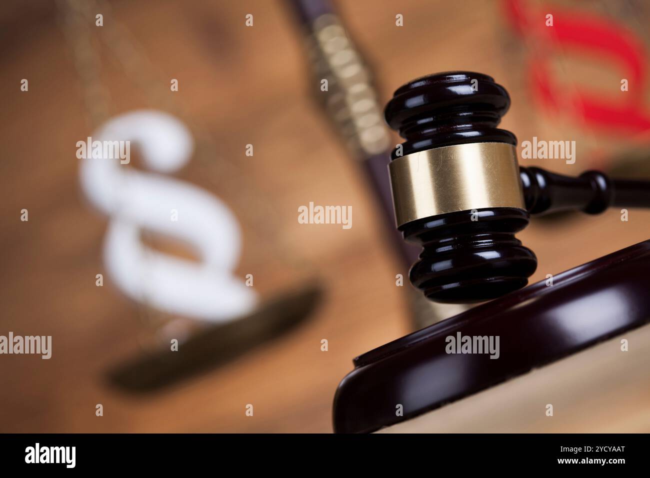 Mallet, Law, legal code and scales of justice concept and paragraph ...