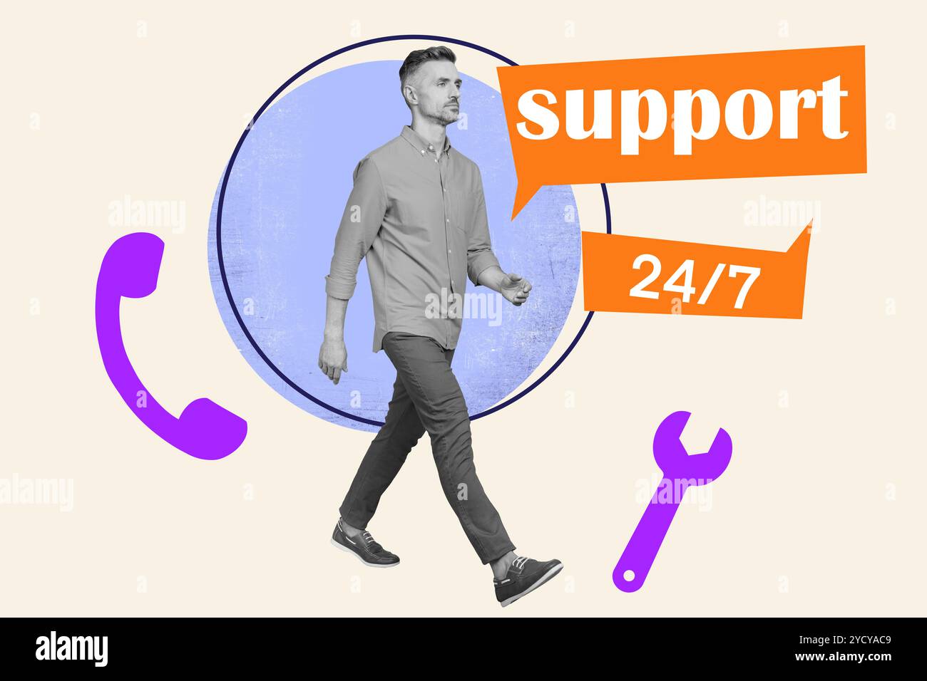 Creative collage picture young man technical support repair fix ...