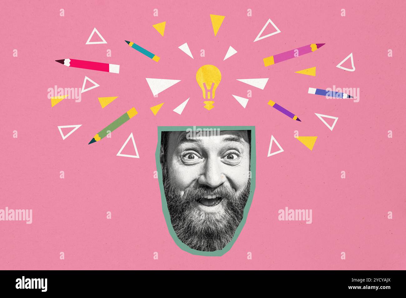 Composite trend artwork sketch image photo collage of head levitate ...