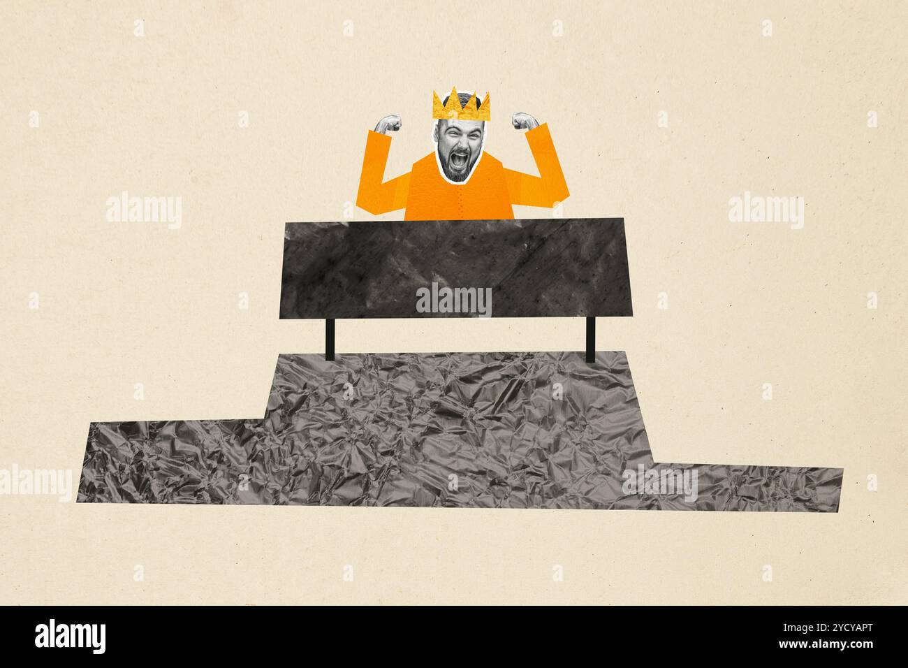 Creative picture collage young aggressive outraged man scream yell ...