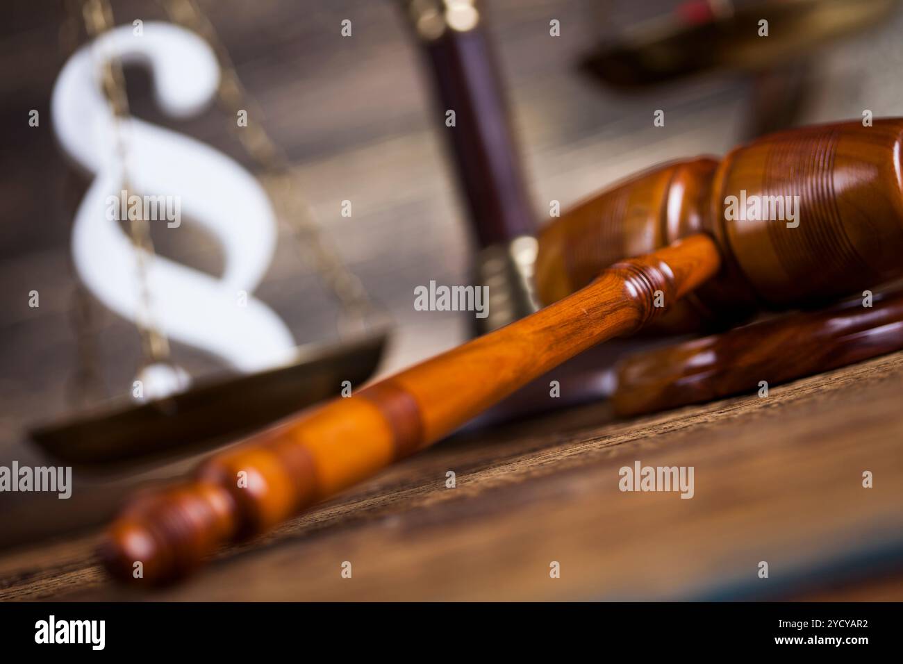 Mallet, Law, legal code and scales of justice concept and paragraph ...