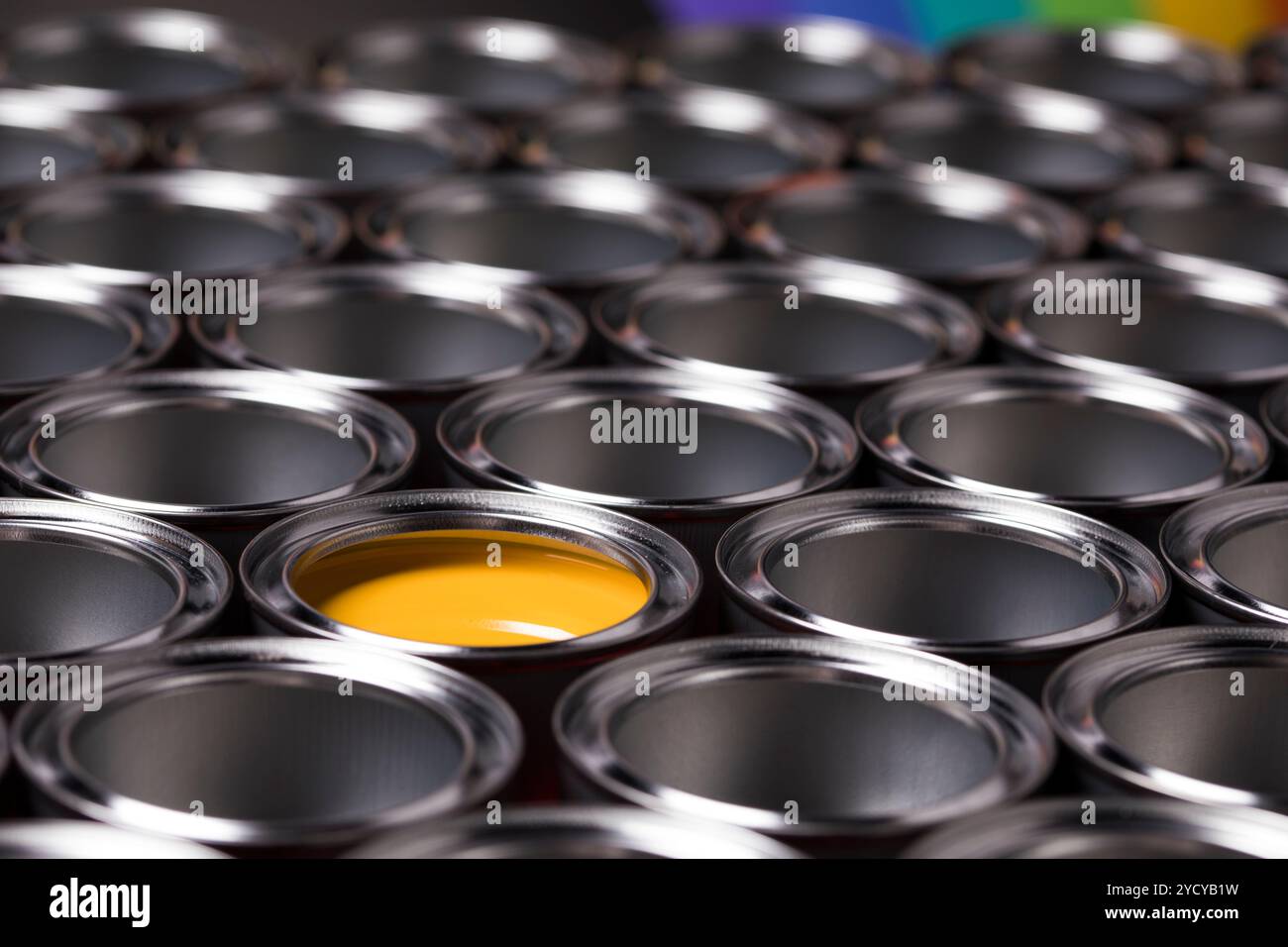 Tin metal cans, Painting background Stock Photo - Alamy