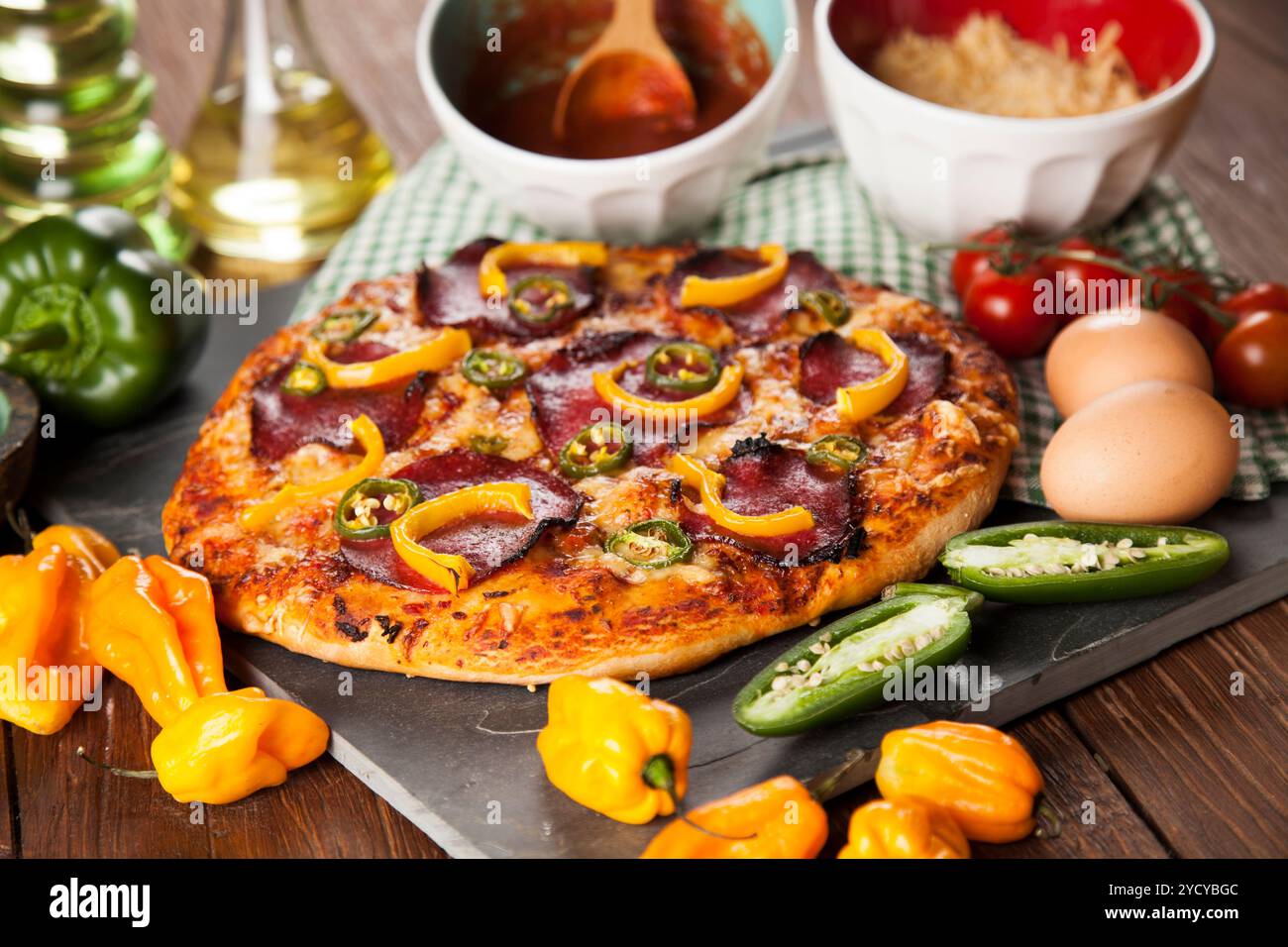 Pizza cooking ingredients Stock Photo - Alamy