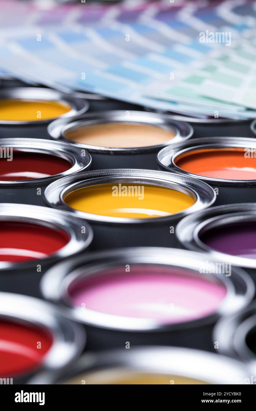 Colorful paint cans set Stock Photo - Alamy