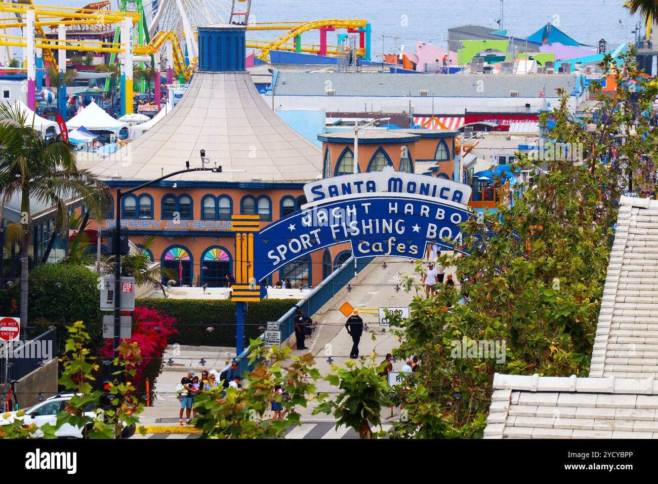 Santa Monica (La County), California: Aerial view of Santa Monica Pier ...