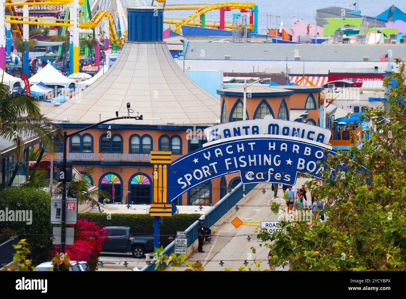 Santa Monica (La County), California: Aerial view of Santa Monica Pier ...
