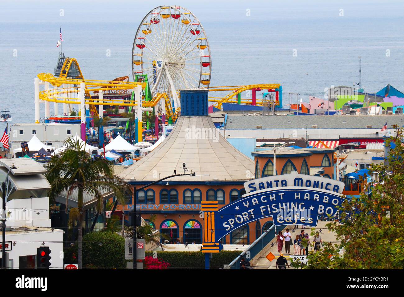 Santa Monica (La County), California: Aerial view of Santa Monica Pier ...