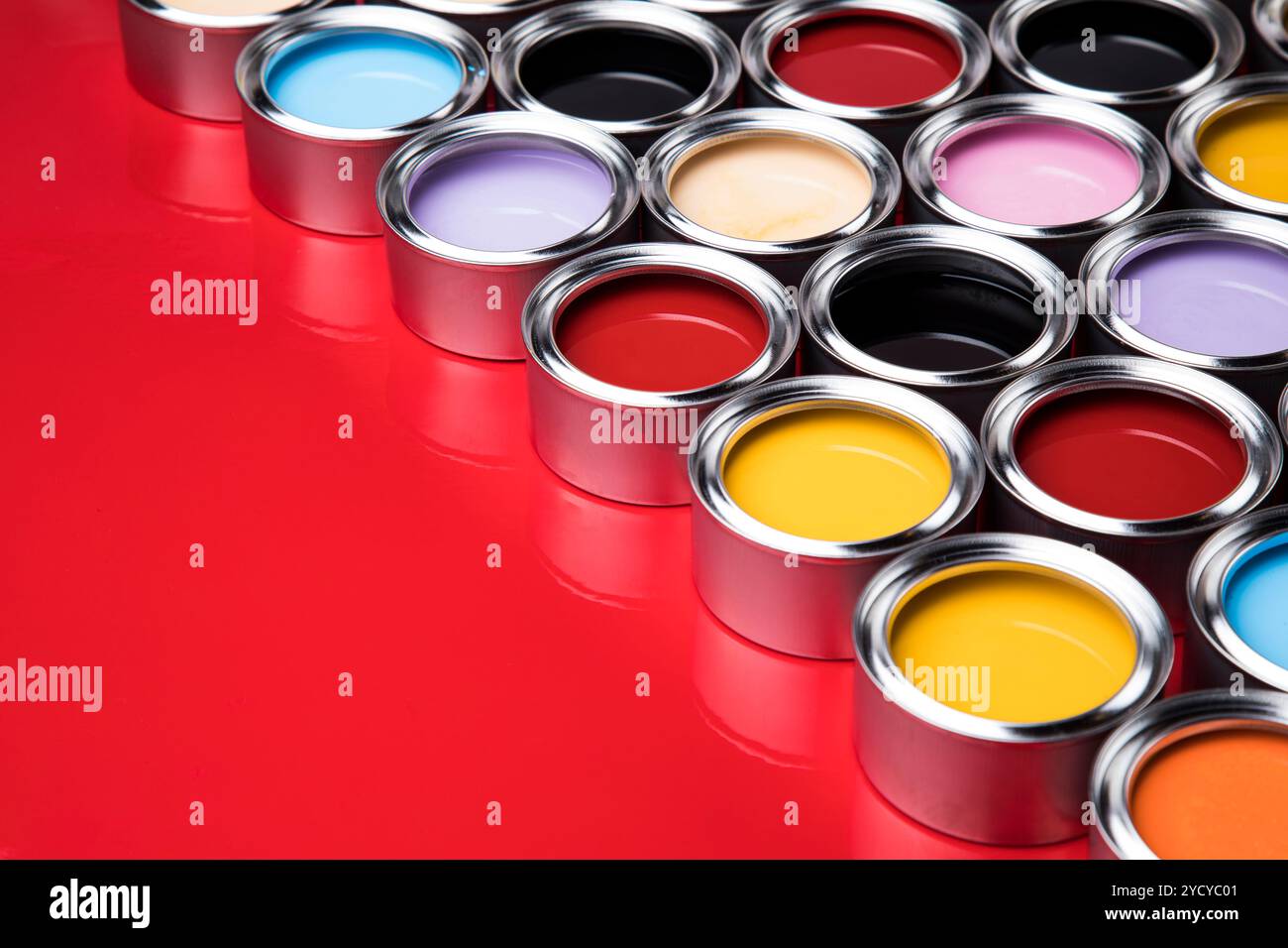 Colorful paint cans set Stock Photo - Alamy