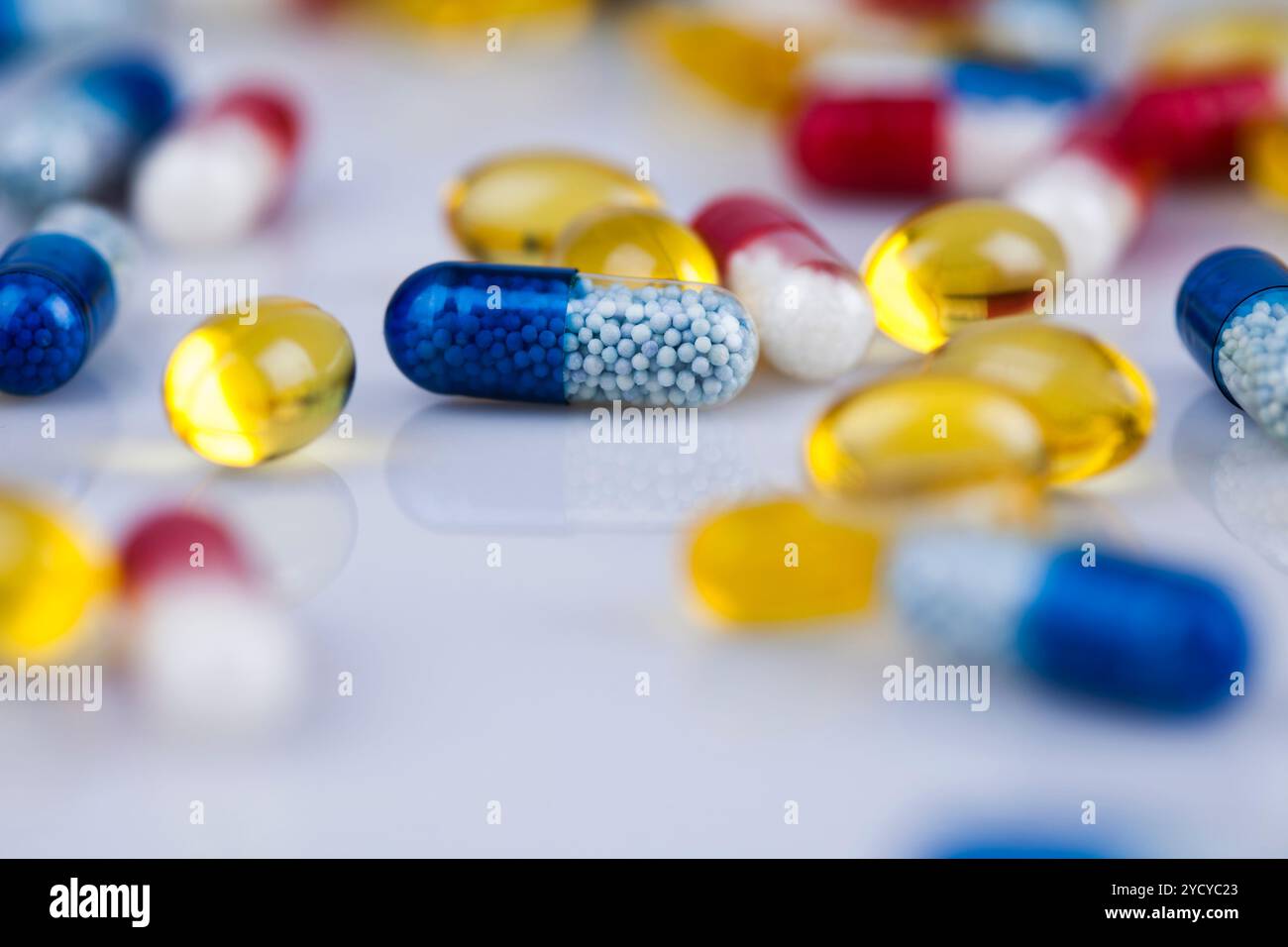 Healthy, Close up of Pills, Tablets, Capsule, Medical background Stock ...
