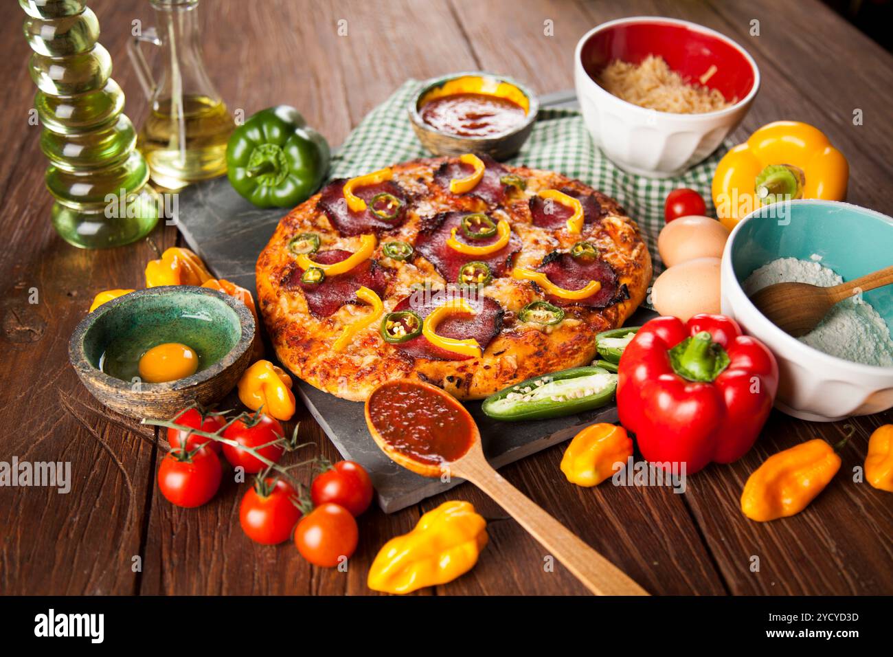 Pizza cooking ingredients Stock Photo - Alamy