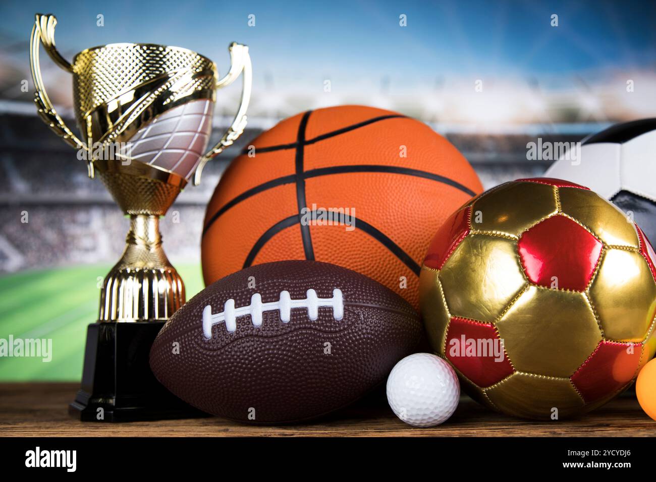 Achievement trophy, winning sport background Stock Photo - Alamy