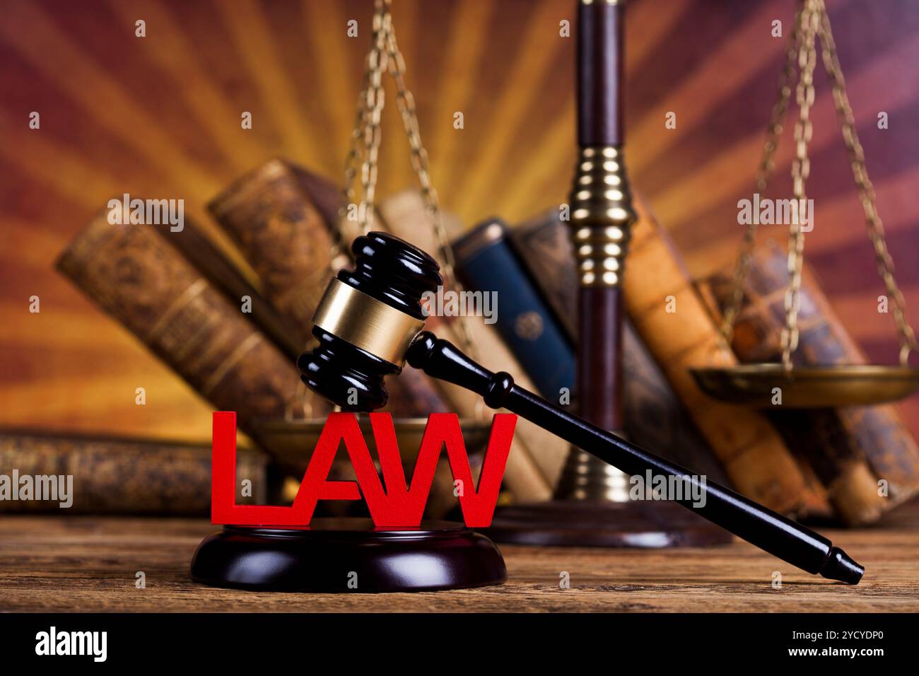 Law theme, mallet of the judge, wooden desk background Stock Photo - Alamy