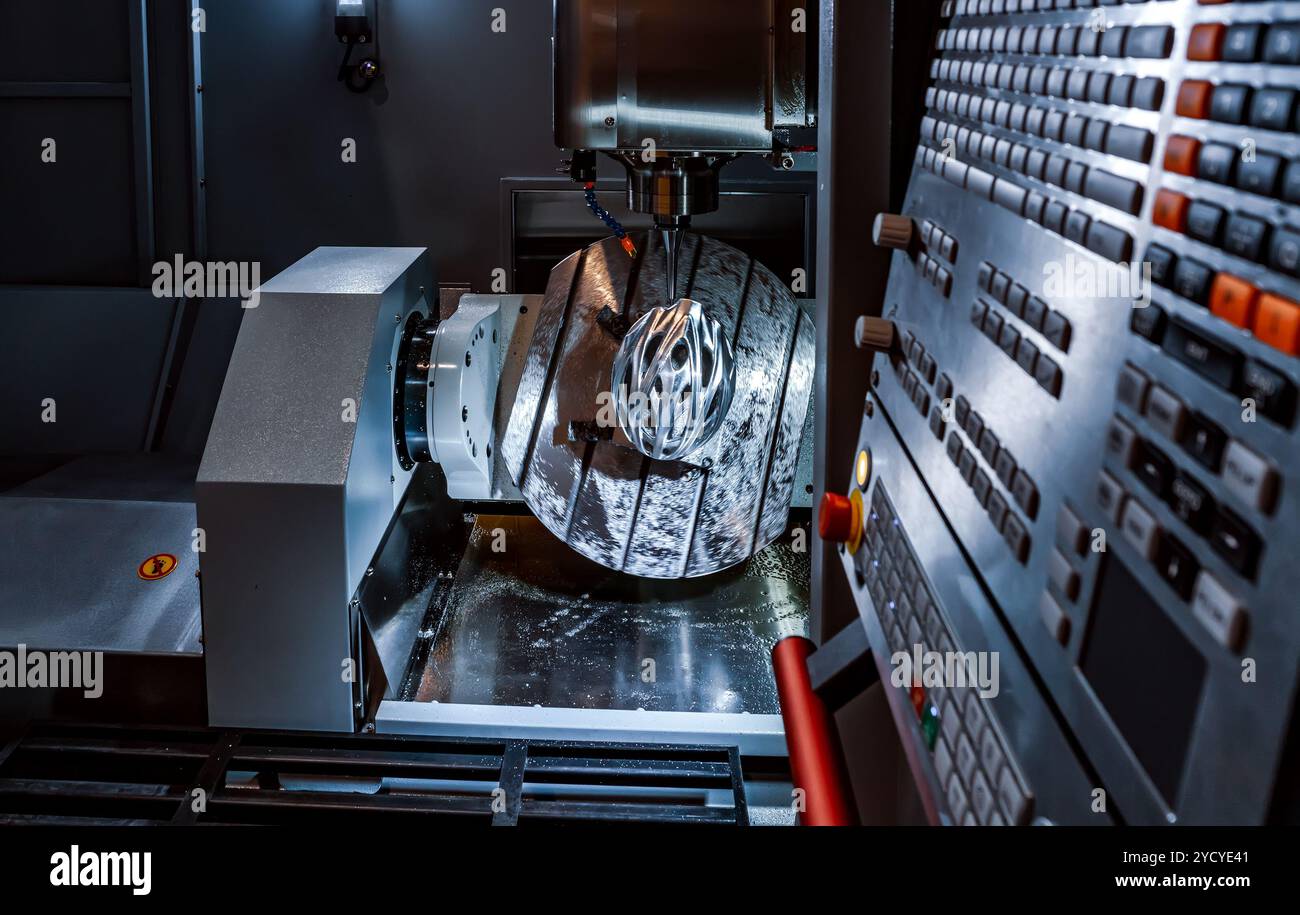 Metalworking CNC milling machine. Cutting metal modern processing ...