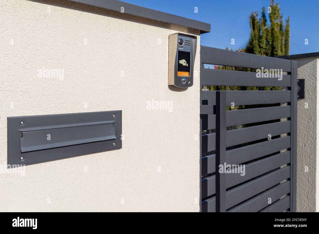 Modern Security Gate with Video Intercom Stock Photo - Alamy
