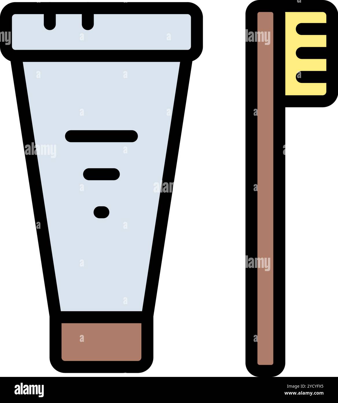 Dental Illness Prevention Objects. Tooth Paste and Brush vector color ...