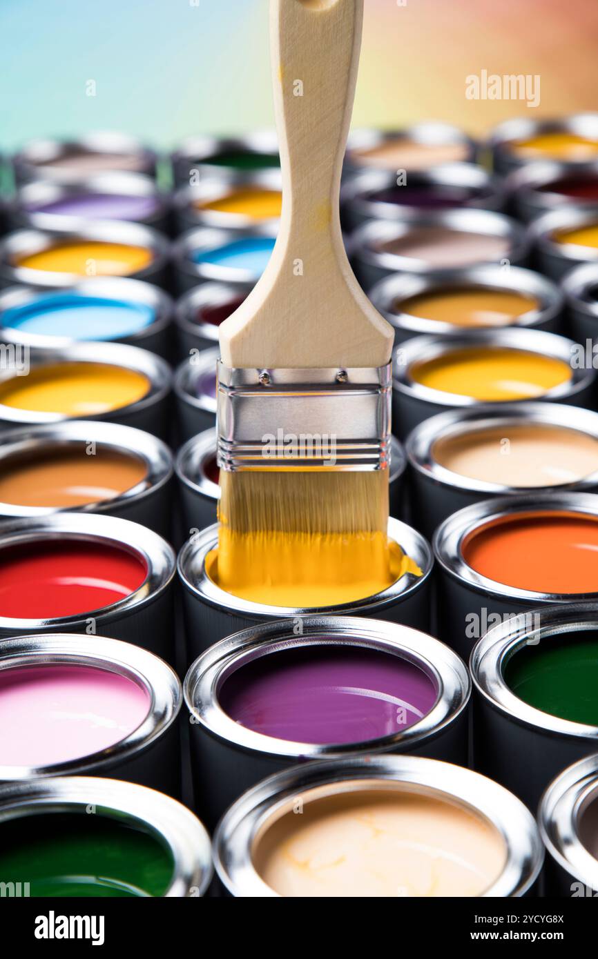 Acrylic colors paint brush hi-res stock photography and images - Alamy