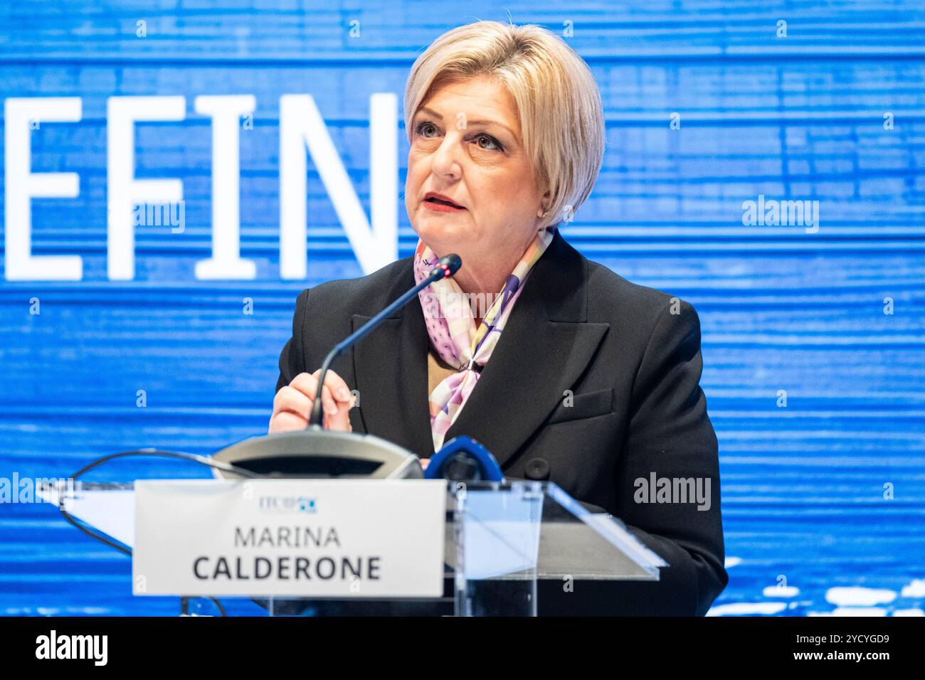 Marina Elvira Calderone durante slcuni momenti della Conferenza Stampa ...