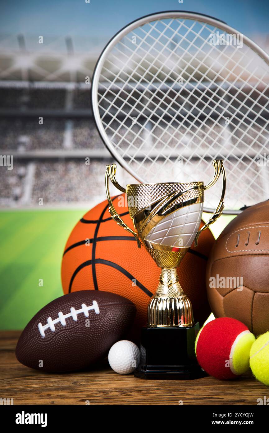 Achievement trophy, winning sport background Stock Photo - Alamy