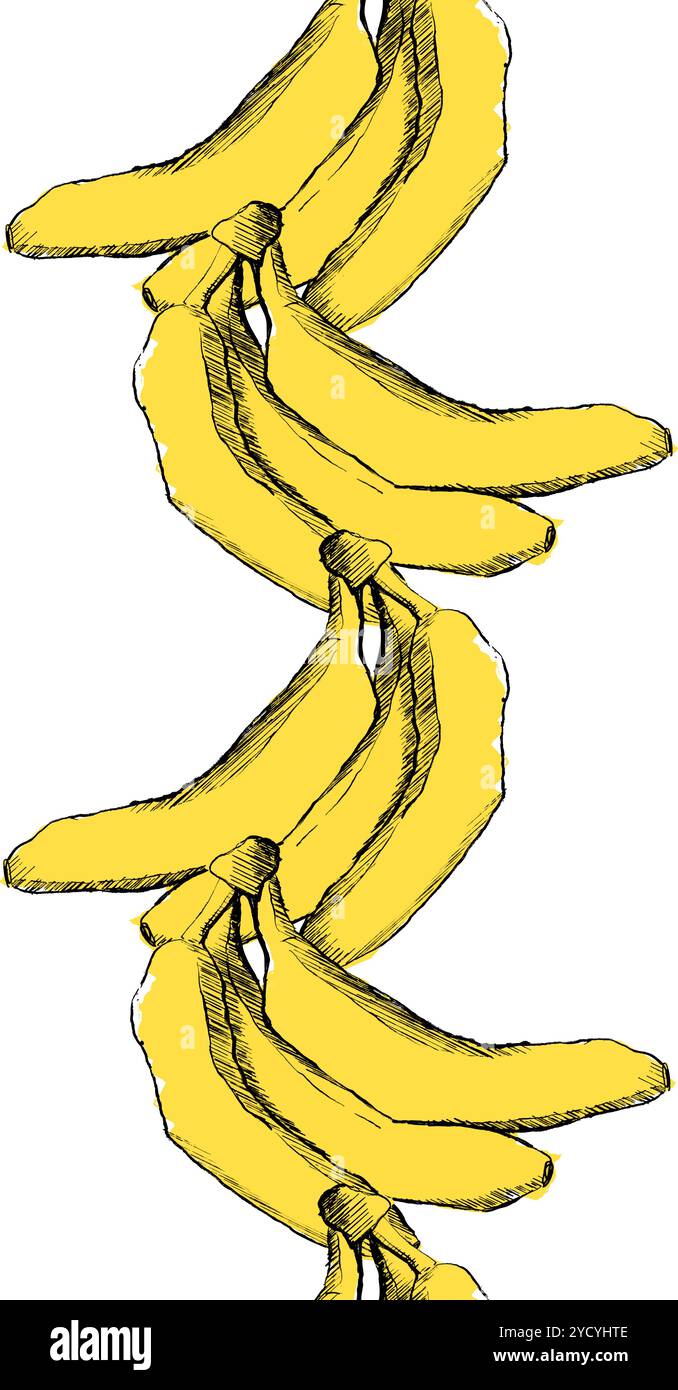 Vector banana seamless pattern vertical border for tropical banner design. Banana background ...