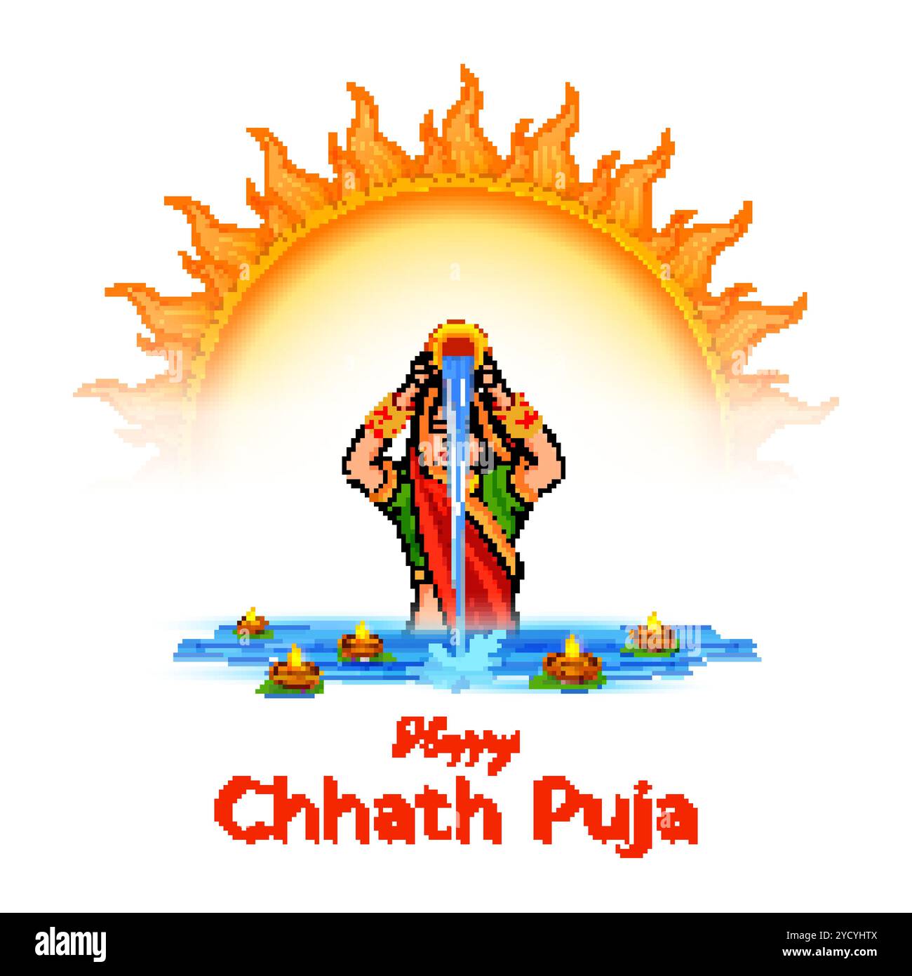 illustration of Happy Chhath Puja Holiday background for Sun festival ...