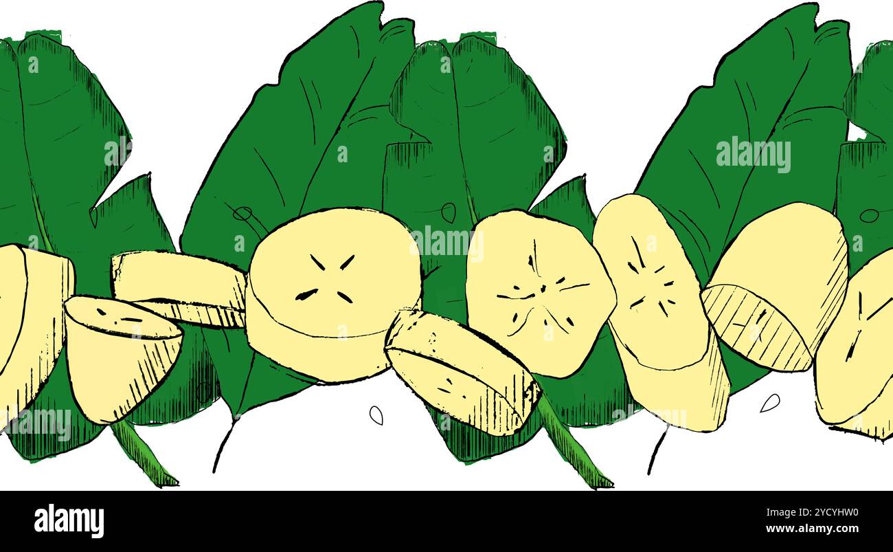 Banana bunch green leaf Stock Vector Images - Alamy