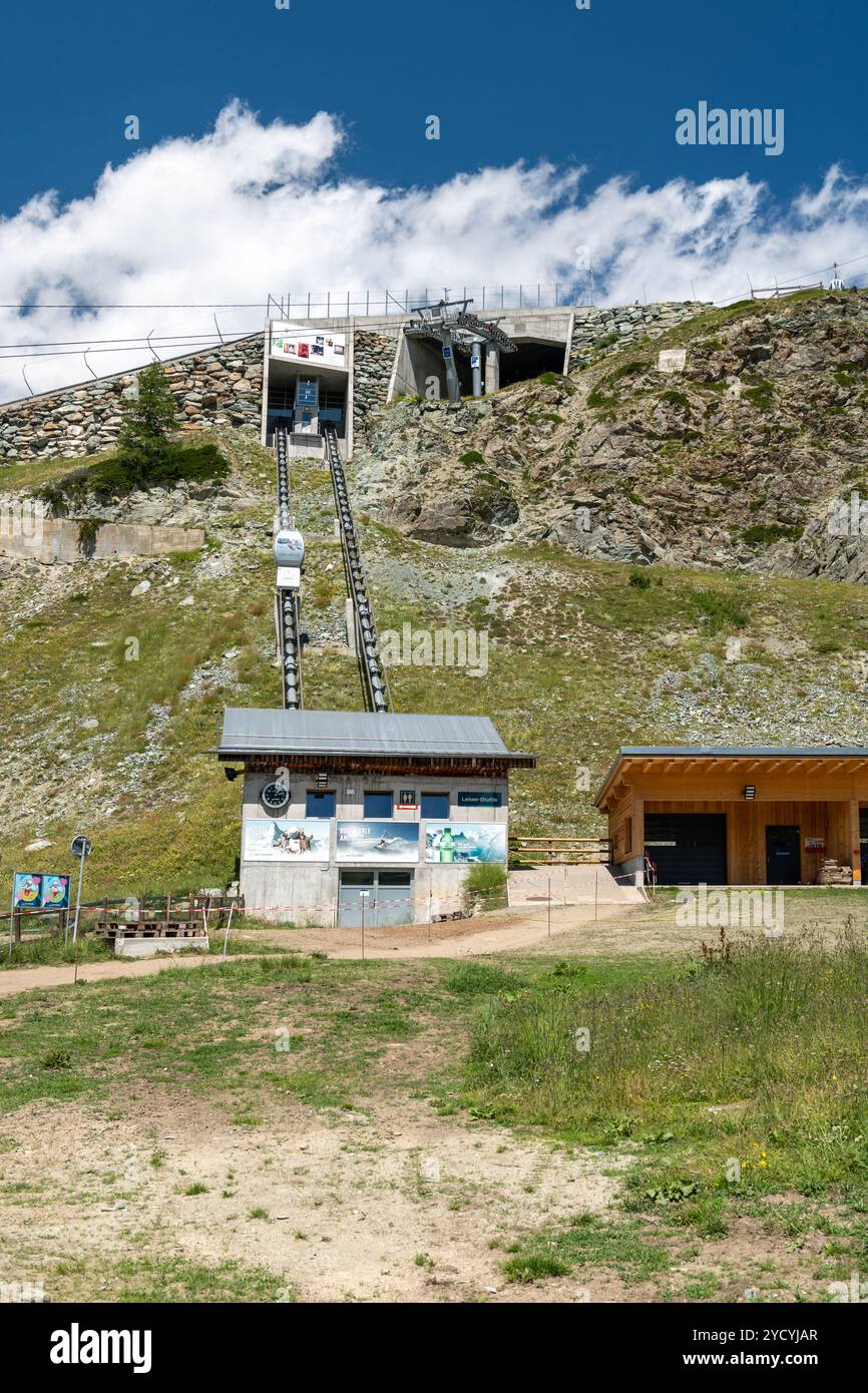 Zermatt, Switzerland - July 27, 2024: Funicular shuttle tram visitors ...