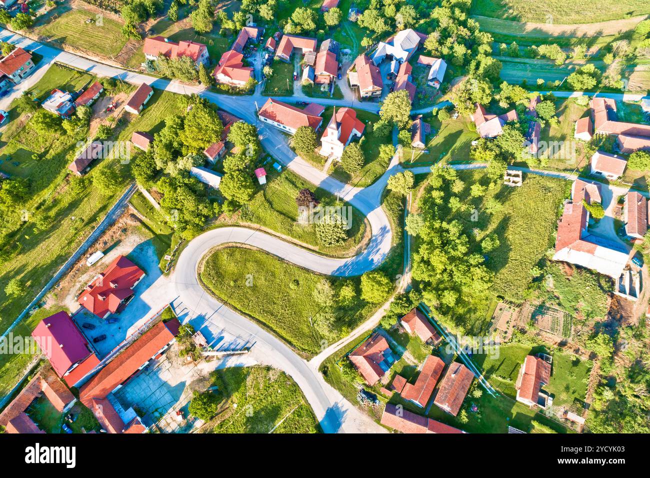 Aerial view road rural village hi-res stock photography and images - Alamy