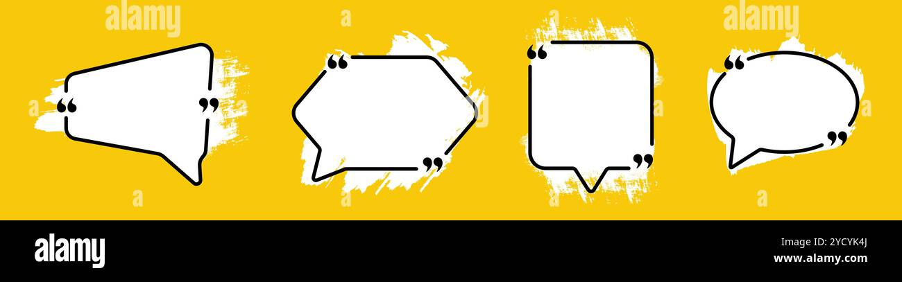 Set of white quote communication frame on yellow background Stock ...