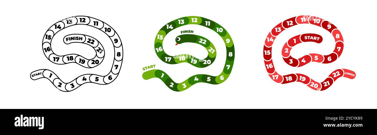 Snake board funny game for kids in cartoon style with numbers Stock ...