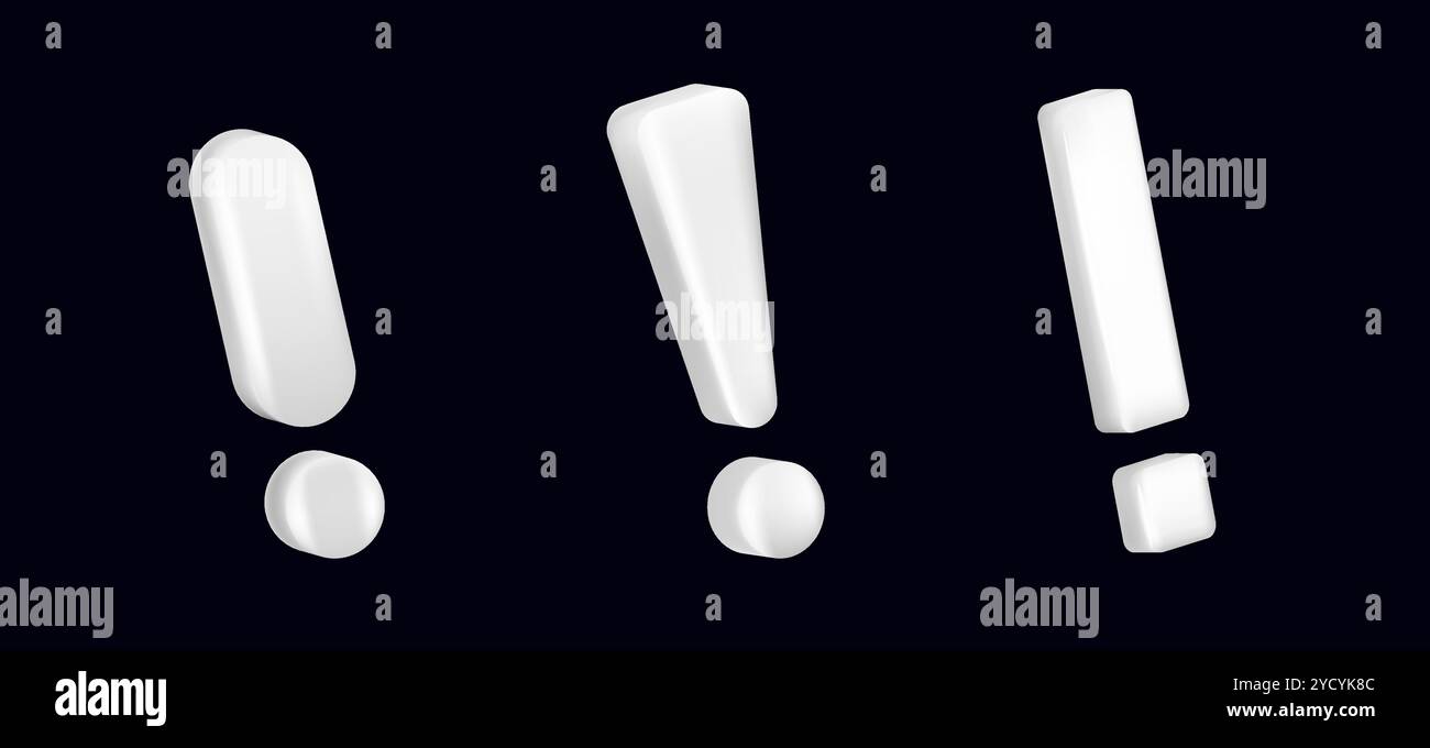 White warning exclamation mark. Icon of hazard. White alert signal ...