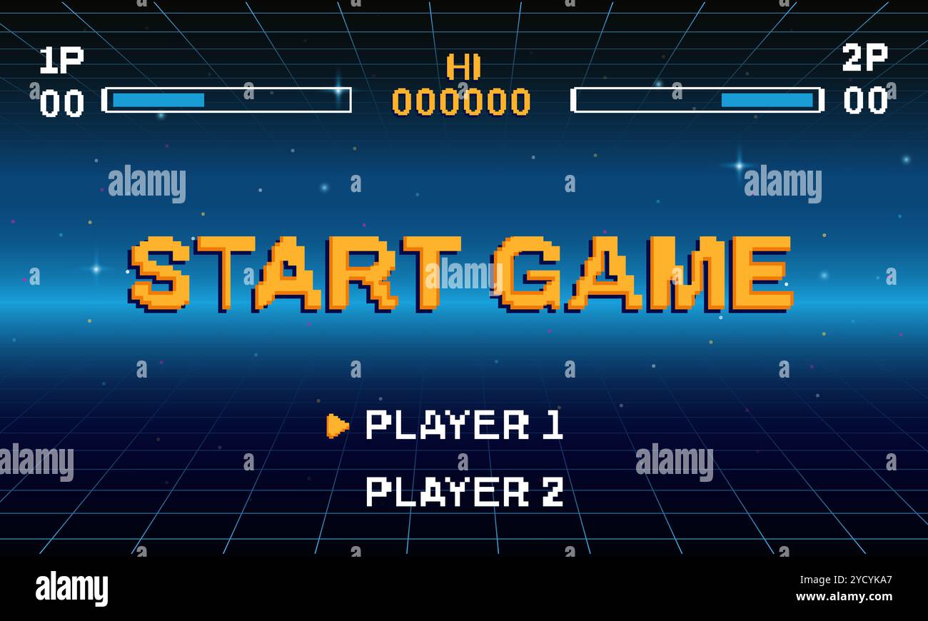 Fight retro game start menu with player choice in pixel style Stock Vector Image & Art - Alamy