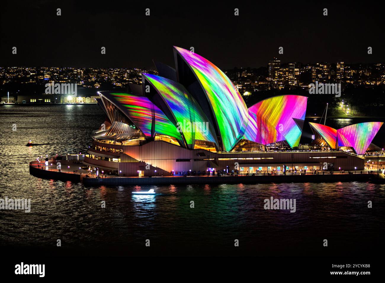 Sydney Opera House illuminated with beautiful vibrant multi colour ...