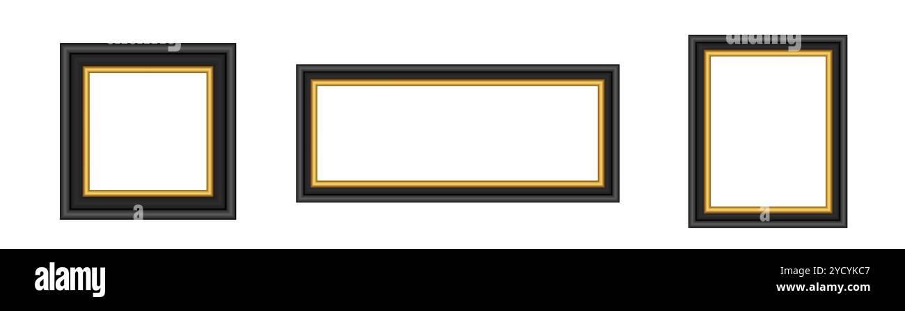 Wooden frameworks with golden stroke. Dark border for decoration Stock ...
