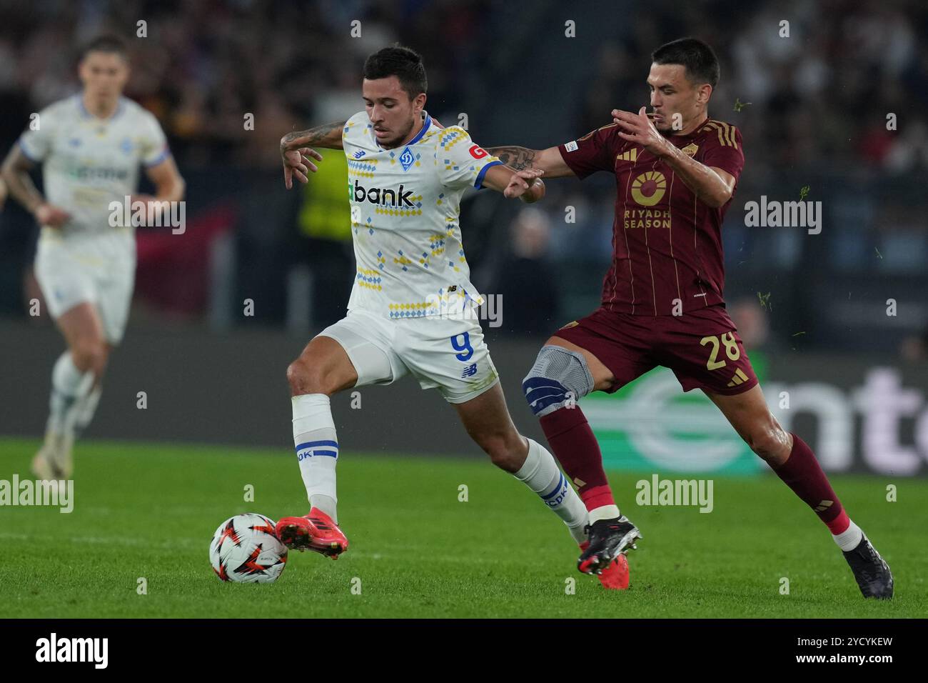 Dynamo Kyiv's Nazar Voloshyn Roma’s Enzo Le Fee during the UEFA Europa ...