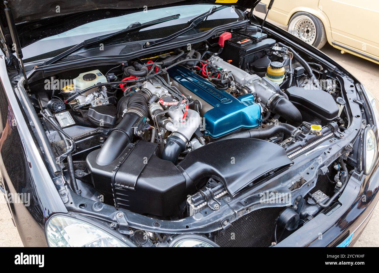 Tuned turbo car engine of Toyota in vehicle Stock Photo - Alamy