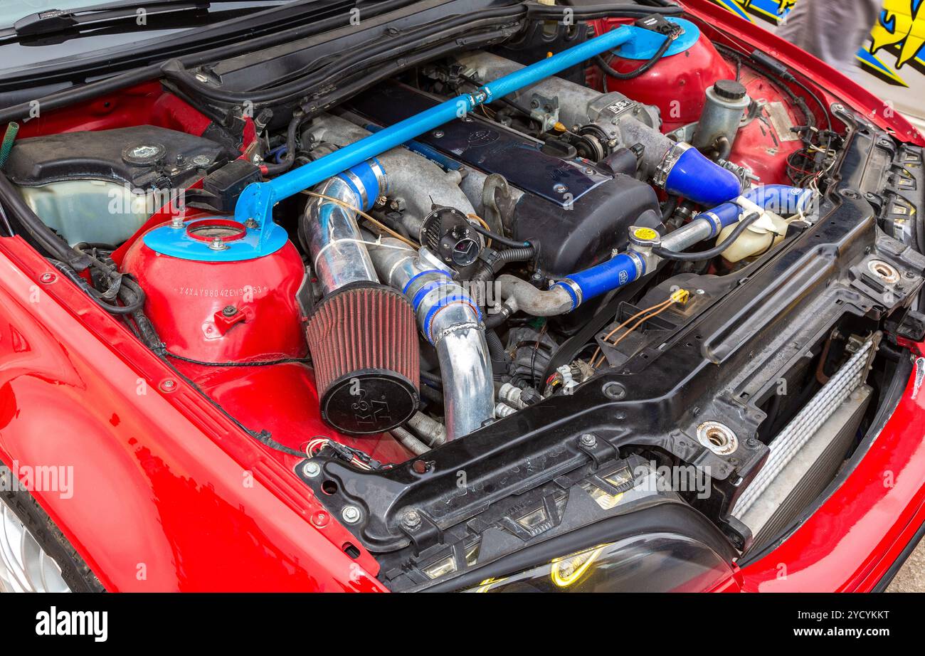 Tuned turbo car engine of Toyota Stock Photo - Alamy