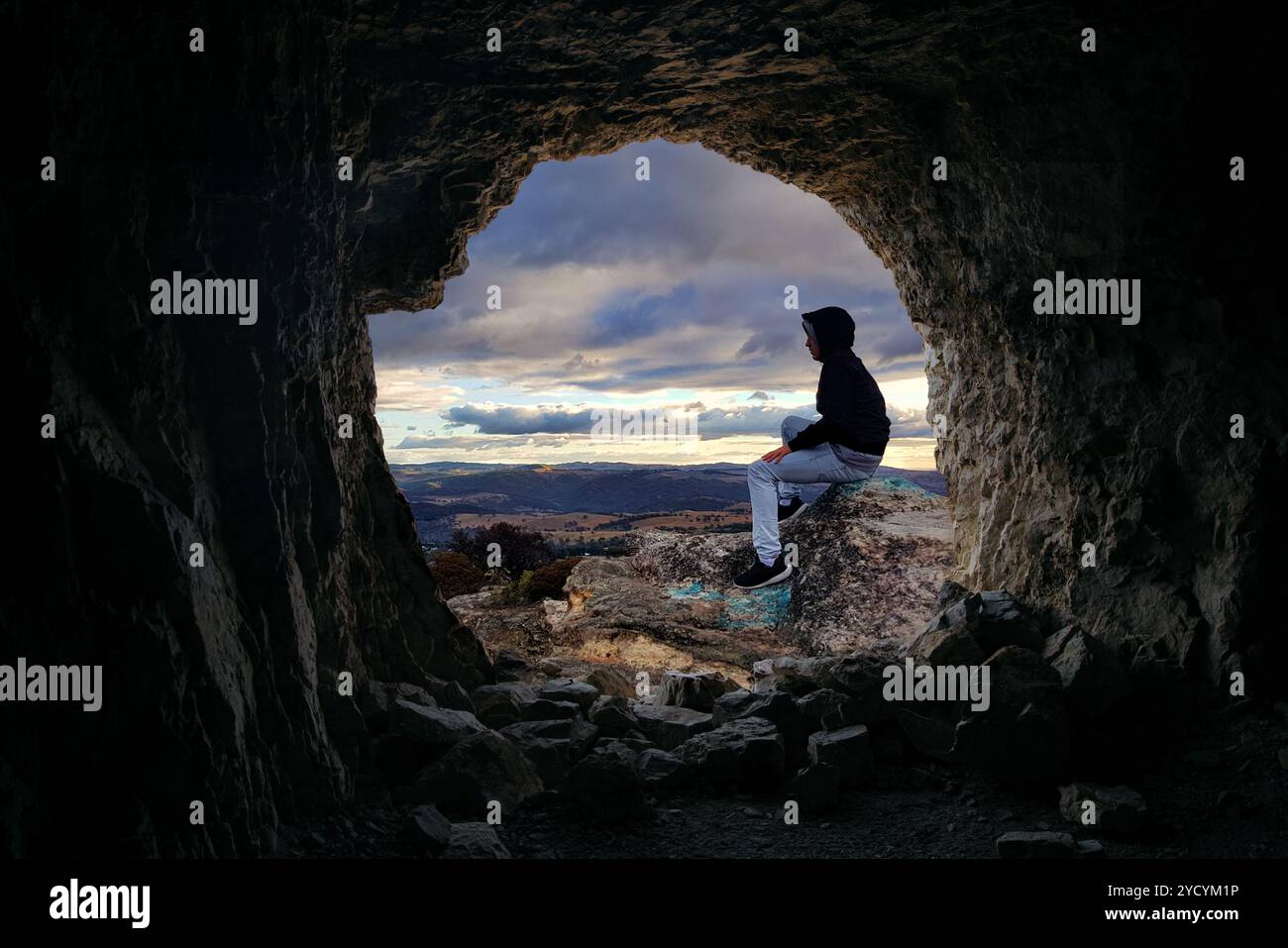 Cave Views over the valley Stock Photo - Alamy