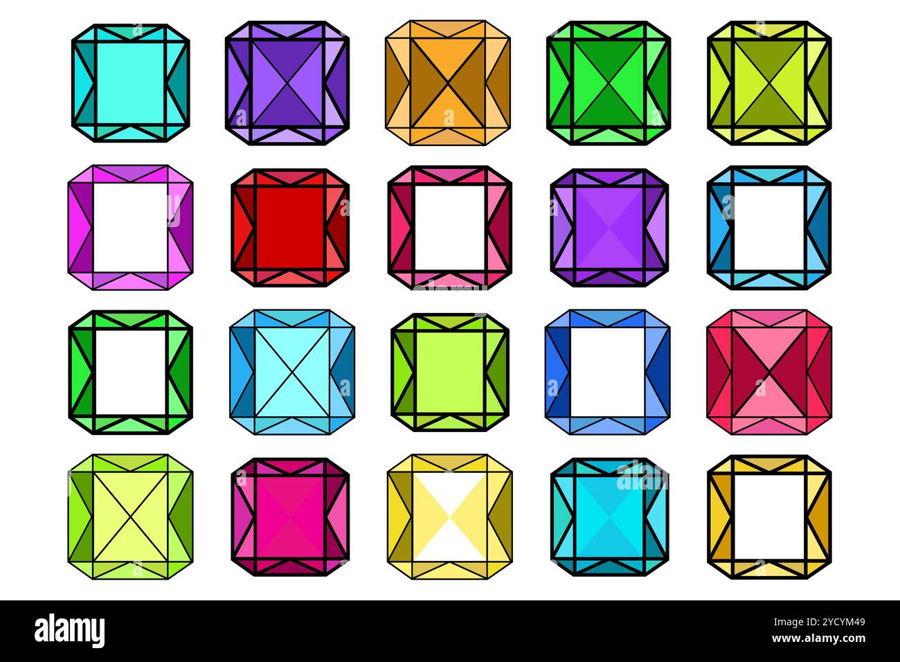 Colorful Gemstone Diamond Collection in Cartoon Style Stock Vector ...