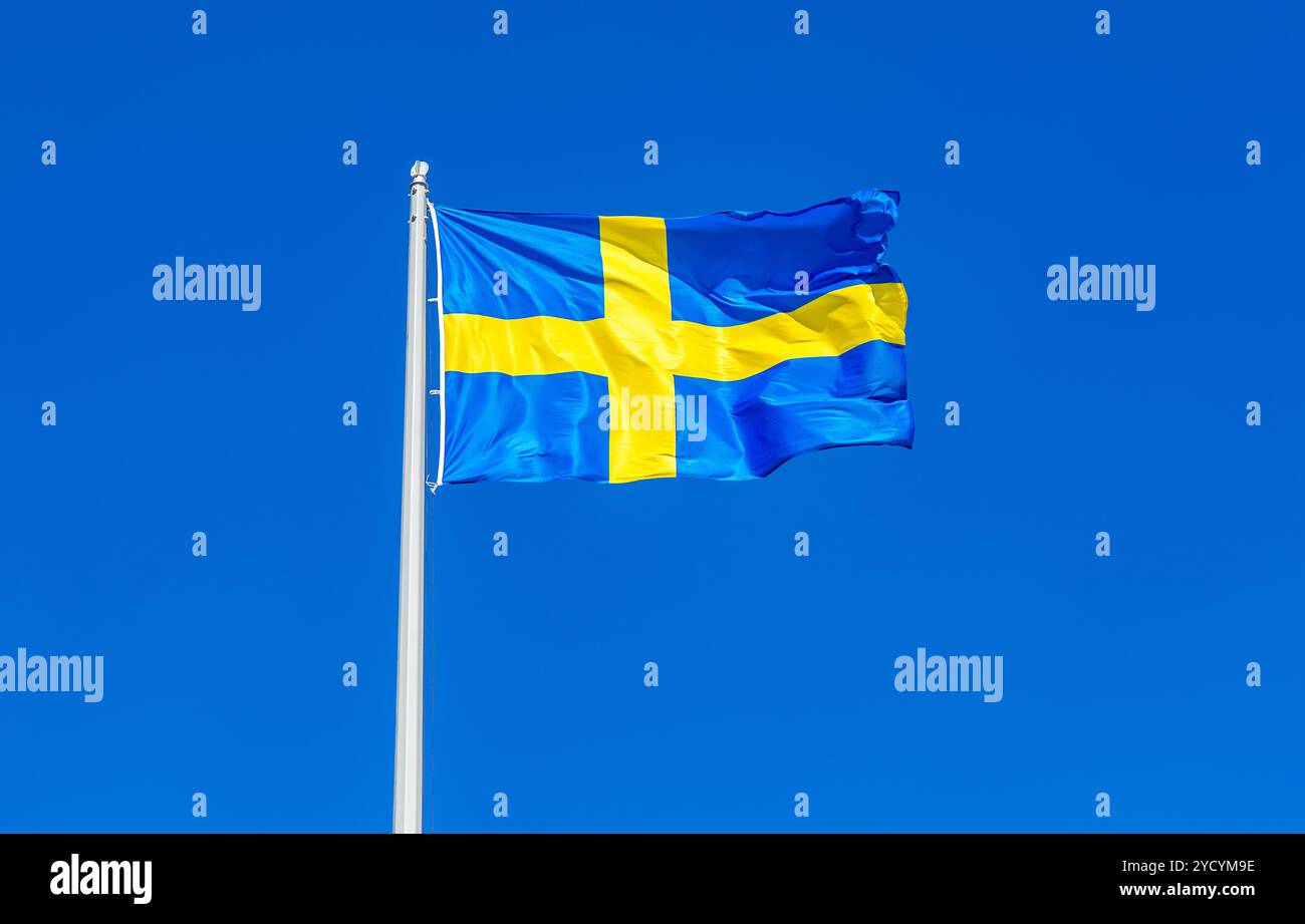 Swedish flag waving windy hi-res stock photography and images - Alamy