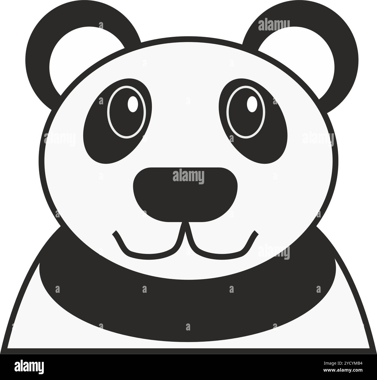 Panda bear black and white portrait cartoon style signal illustration ...